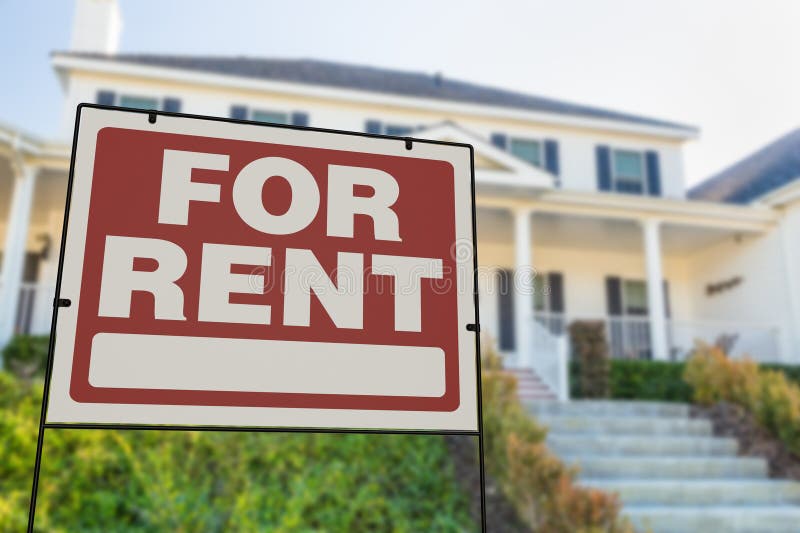 For Rent Real Estate Yard Sign in Front of House Stock Image - Image of ...