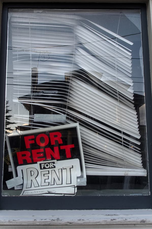 A `for Rent` Sign in the Corner of a Window Editorial Stock Photo ...