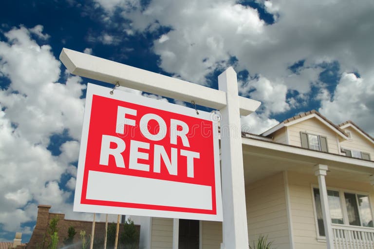 For Rent Sign & House stock image. Image of listing - 3333565