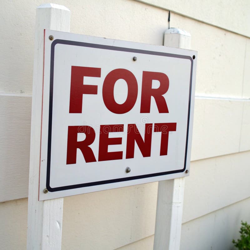 For Rent Sign with Red Text Stock Illustration - Illustration of sign ...