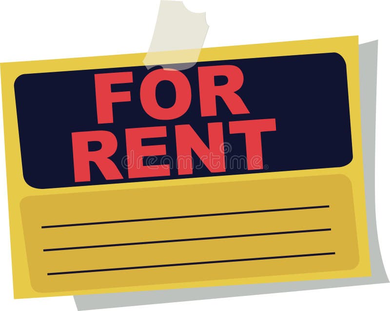 The for Rent Sign is Taped on To a Piece of Paper- Stock Vector ...