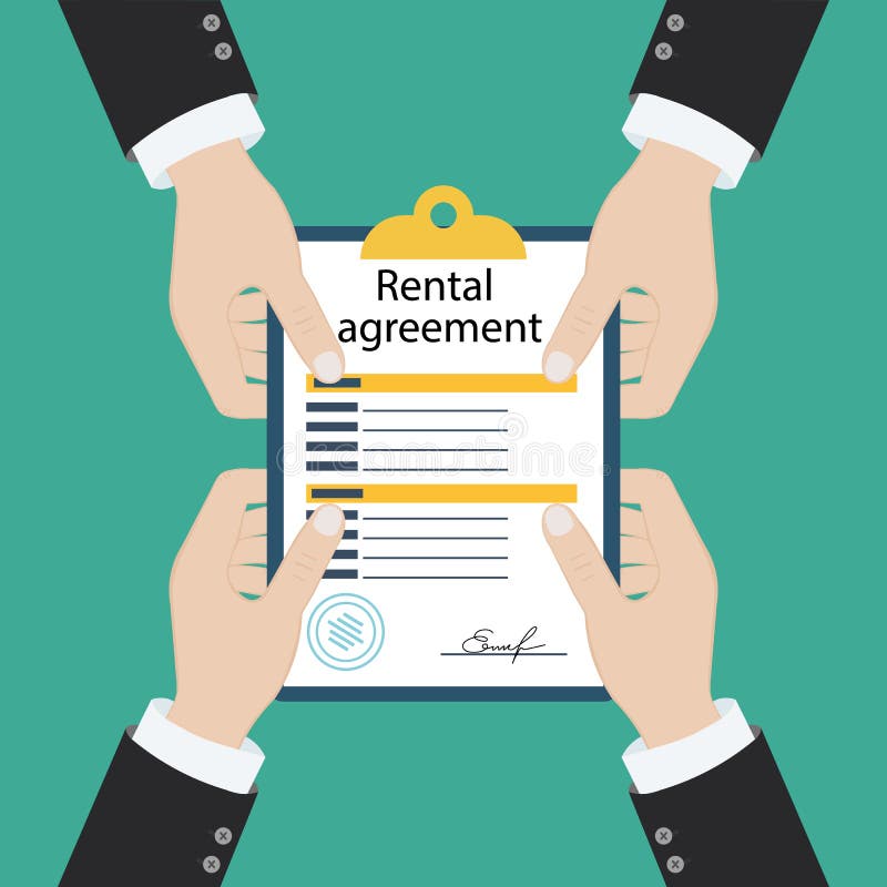 Rental Agreement Form Contract. Signing Document. Vector Illustration ...