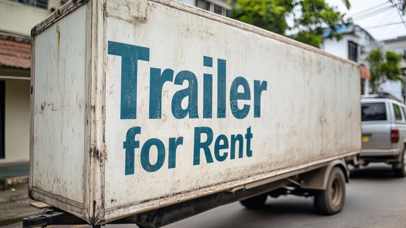 Rental Moving Trailer Parked on Street, Ready for Use Stock ...