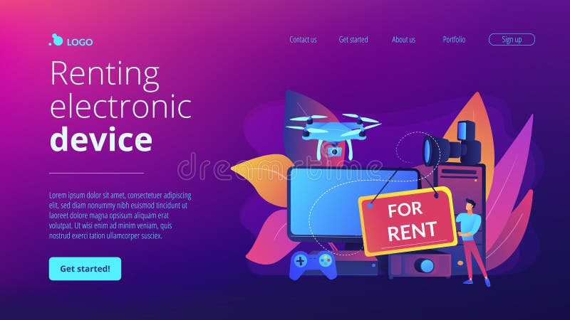 Renting Electronic Device Concept Landing Page. Stock Vector ...