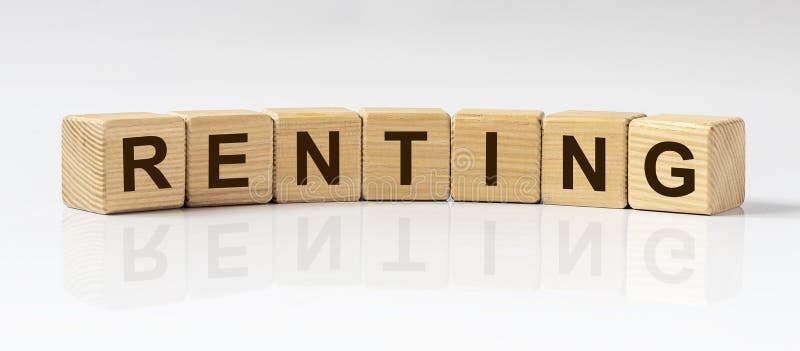 Renting Word on Wooden Blocks on Blue Background Stock Image - Image of ...