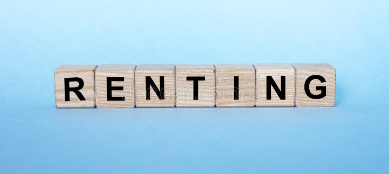 Renting Word Wooden Cube Blocks Blue Background Stock Photos - Free ...