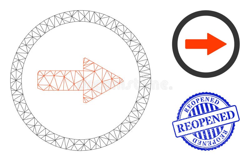 Reopened Textured Seal and Web Mesh Rounded Right Arrow Vector Icon ...