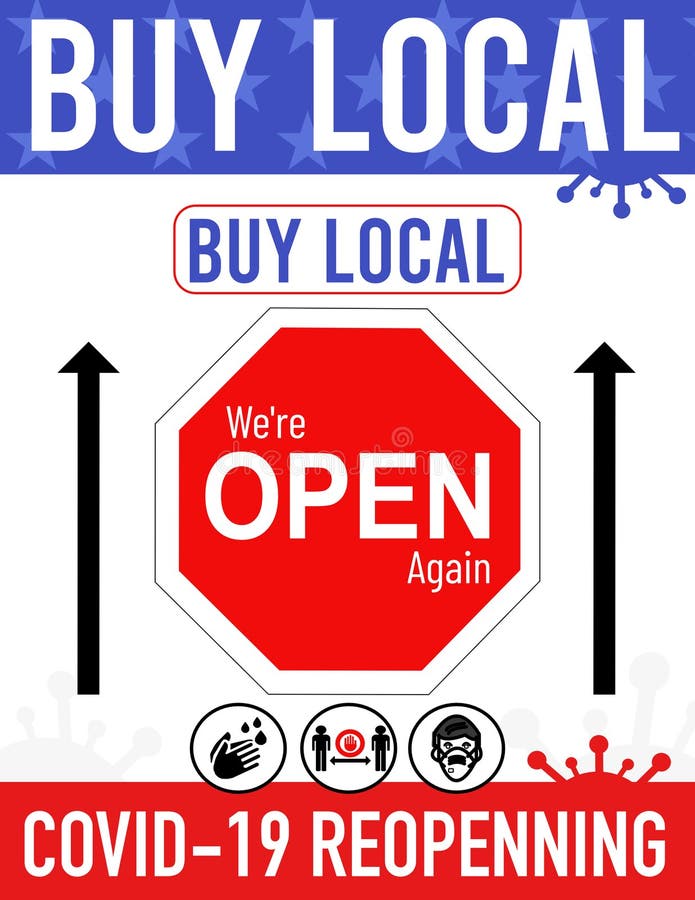 Reopening Poster and Buy Local Covid-19 Stock Illustration ...