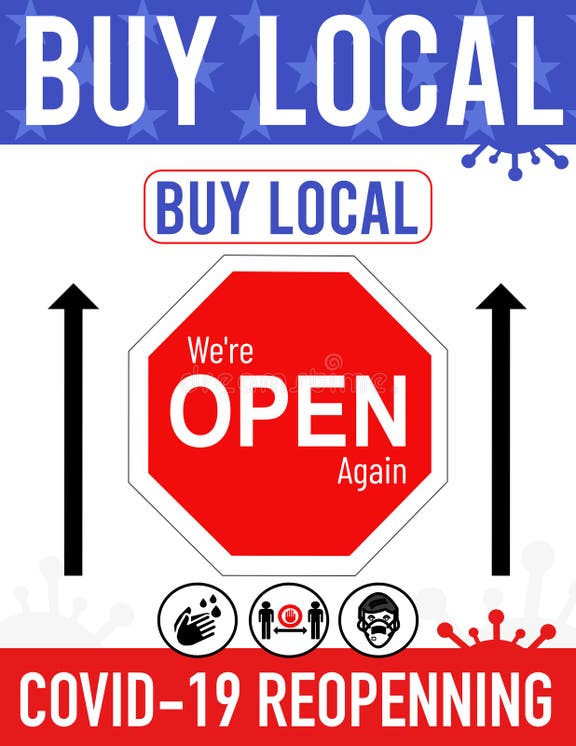 Reopening Poster and Buy Local Covid-19 Stock Illustration ...