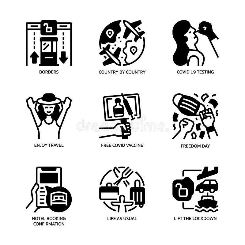 Reopening Country Icons Set Stock Vector - Illustration of icons, covid ...
