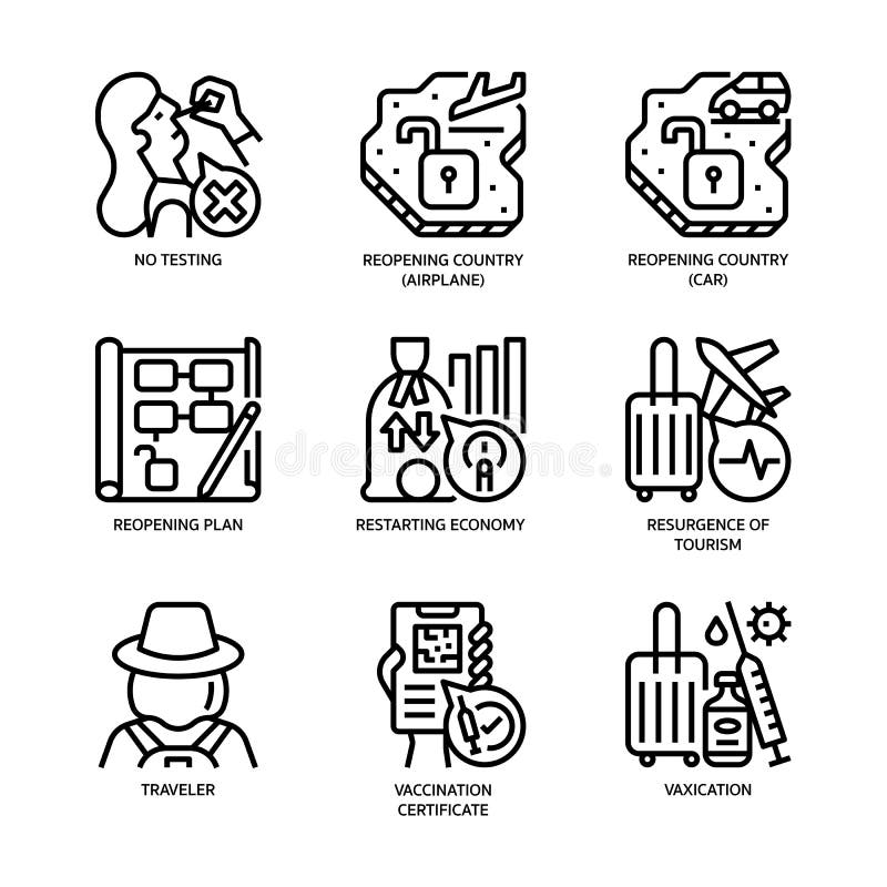 Reopening Country Icons Set Stock Vector - Illustration of economy ...