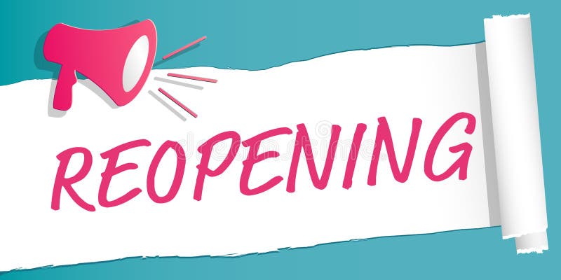 Reopening Label Illustration Stock Vector - Illustration of torn ...