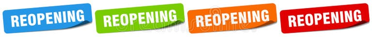 Reopening Sticker. Reopening Sticker Set on White Background Stock ...