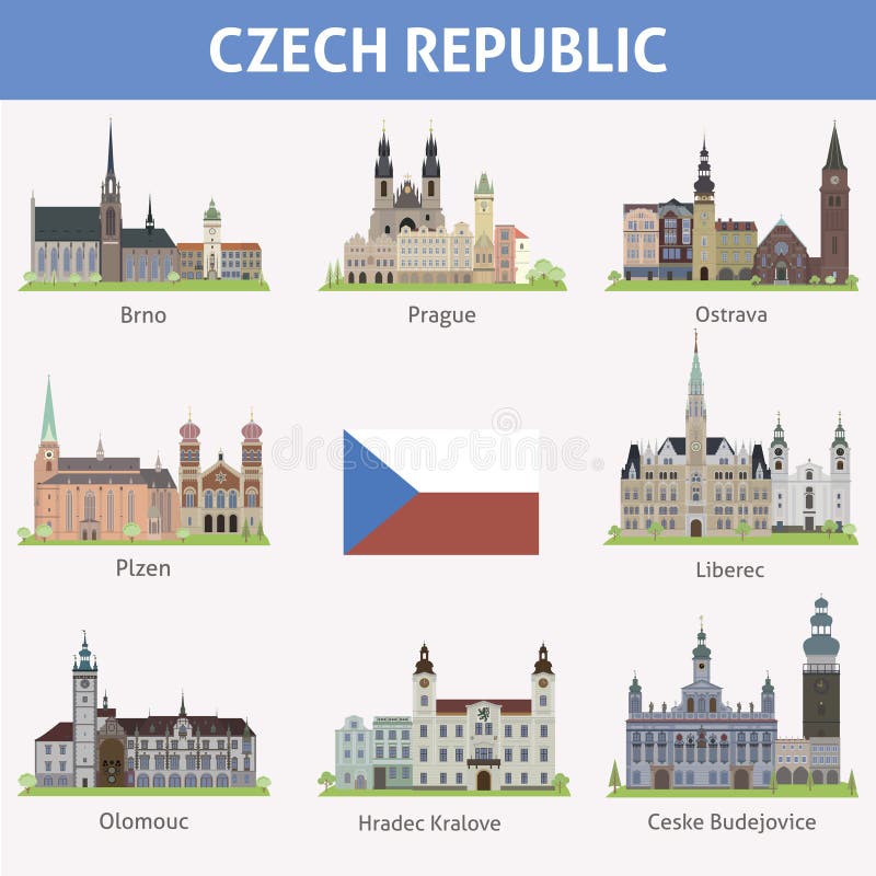 República Checa. Símbolos De Ciudades Ilustración del Vector ...