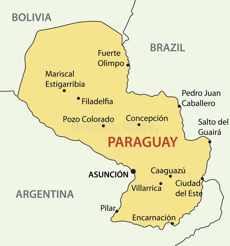 Mapa Del Vector De Paraguay Aislado En El Fondo Blanco Mapa Negro Alto ...