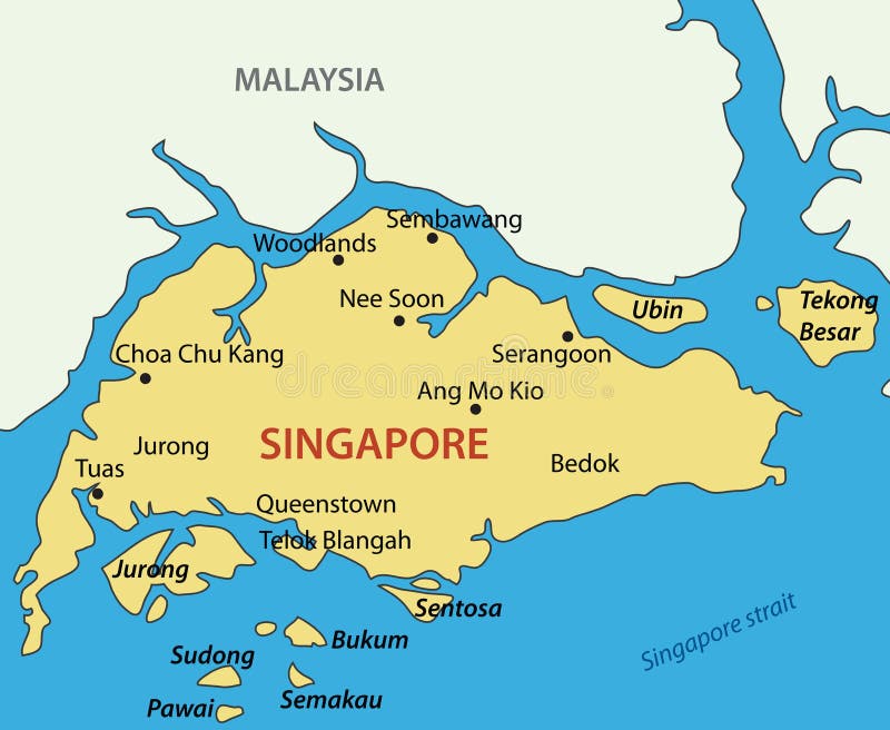 República De Singapur - Mapa Del Vector Ilustración del Vector ...