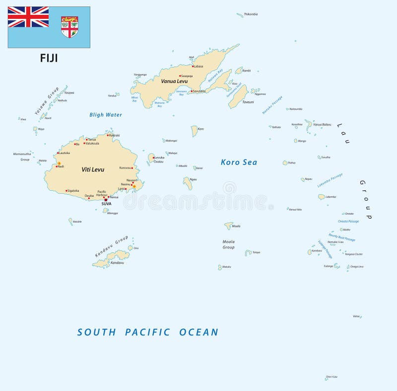 República Del Mapa Del Vector De Fiji Con La Bandera Ilustración del ...