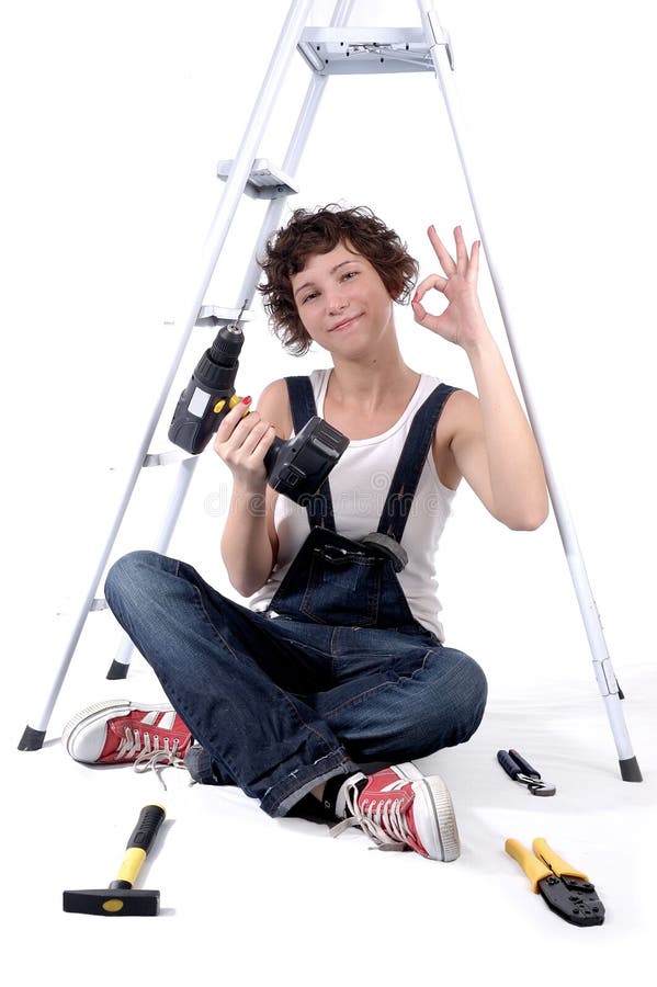 Handyman Woman stock image. Image of face, background - 13678413