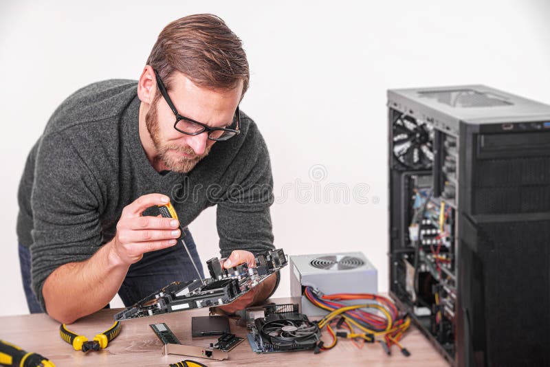 Repair, Assembly and Restoration of Personal Computers Stock Photo ...
