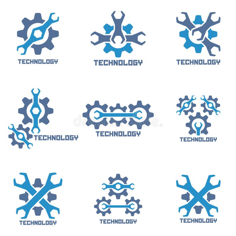 Repair Auto Service Icons. Technology Logo Stock Vector - Illustration ...