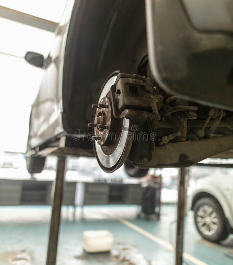 Repair of Brake System on Car Wheels Stock Photo - Image of mechanic ...