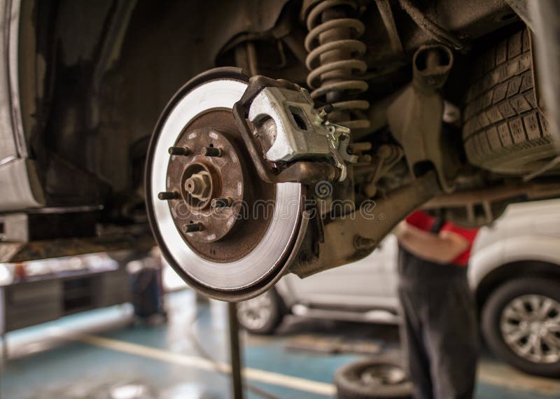 Repair of Brake System on Car Wheels Stock Image - Image of repair ...