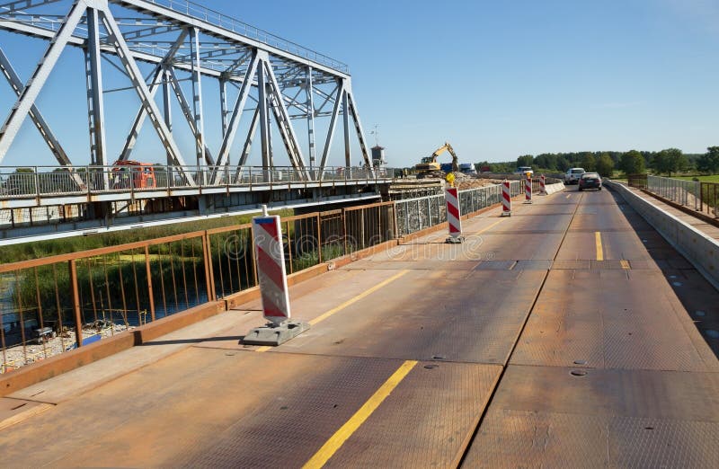 Repair of a bridge. stock image. Image of crane, sign - 58473223