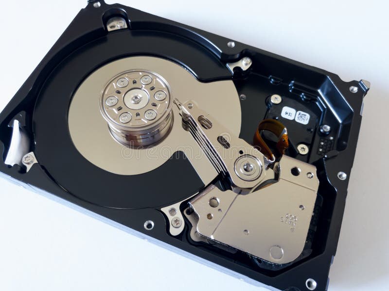 Repair Broken Computer Part, Close Up of Open Hard Disc Drive Hdd with ...