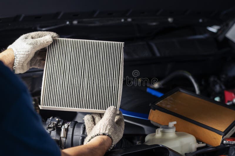 Repair and Check Car Air Conditioning System Technician Holds Car Air ...