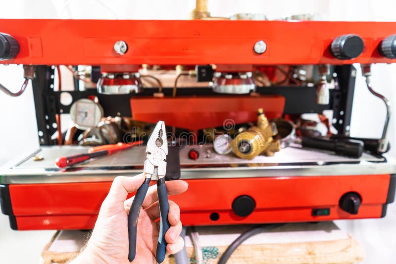 Repair of the Coffee Machine Photo. Stock Image - Image of espresso ...