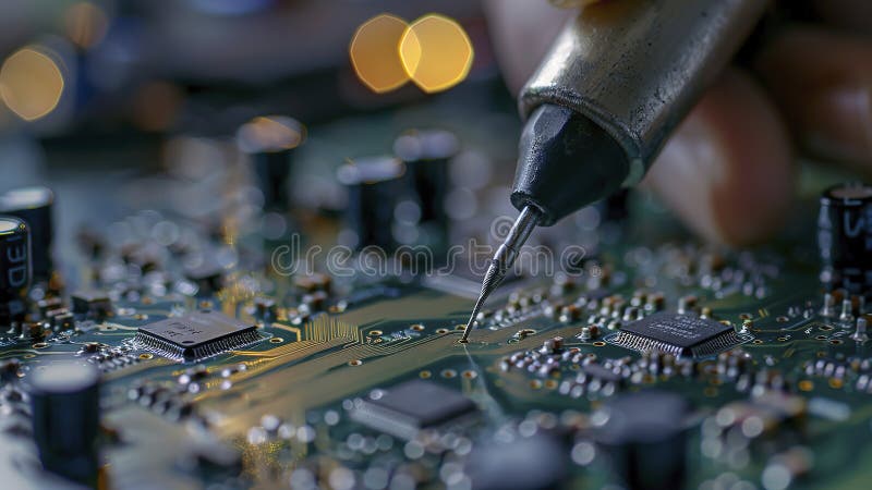 Repair of a Computer, Close Up of a Computer Board Soldering with ...
