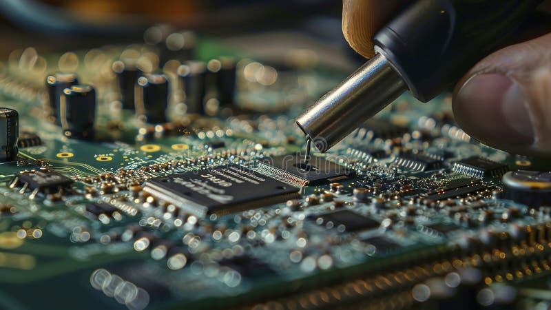 Repair of a Computer, Close Up of a Computer Board Soldering with ...