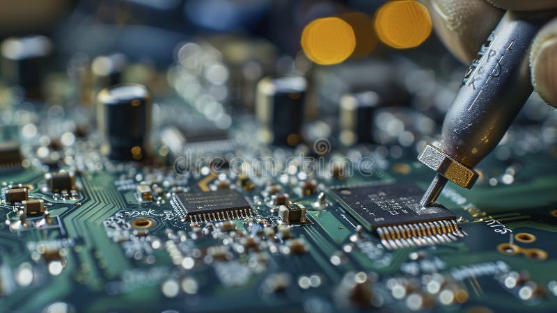 Repair of a Computer, Close Up of a Computer Board Soldering with ...