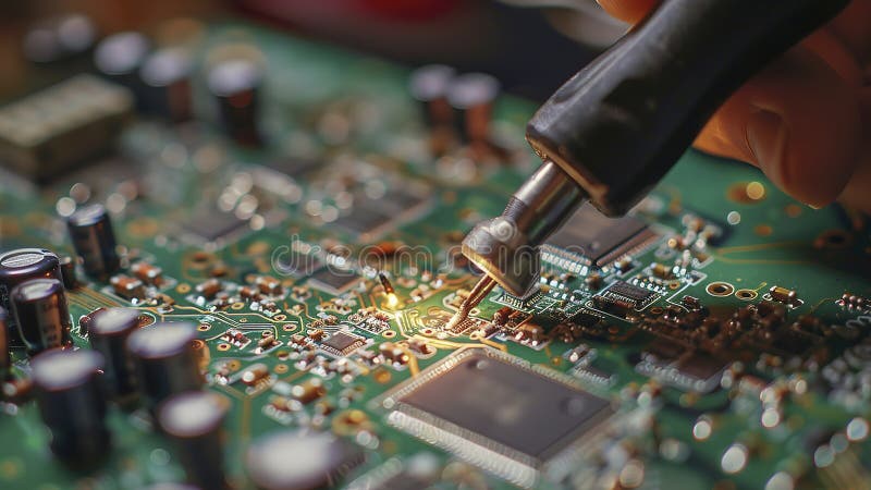 Repair of a Computer, Close Up of a Computer Board Soldering with ...
