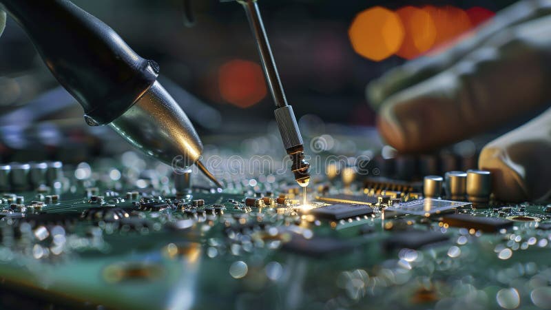 Repair of a Computer, Close Up of a Computer Board Soldering with ...