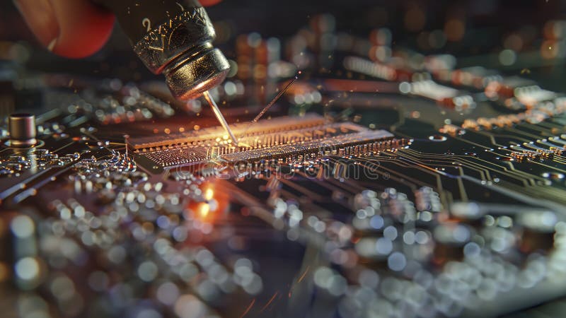 Repair of a Computer, Close Up of a Computer Board Soldering with ...