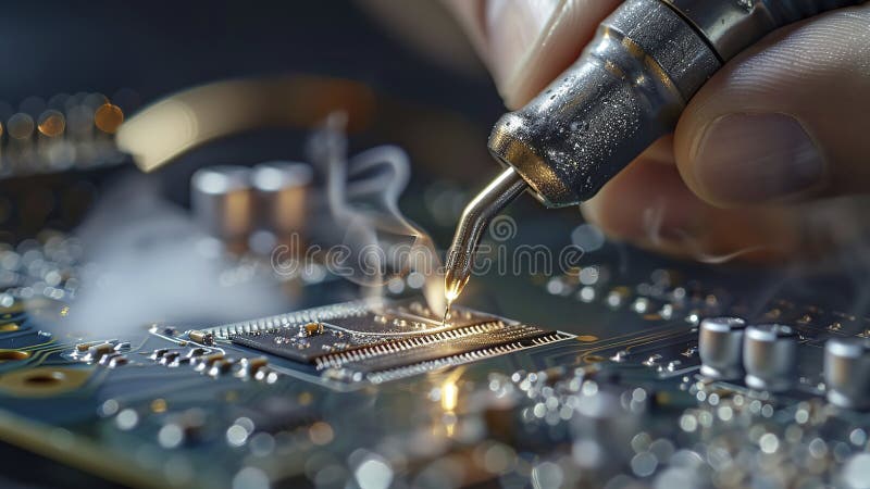 Repair of a Computer, Close Up of a Computer Board Soldering with ...
