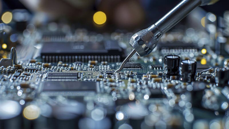 Repair of a Computer, Close Up of a Computer Board Soldering with ...