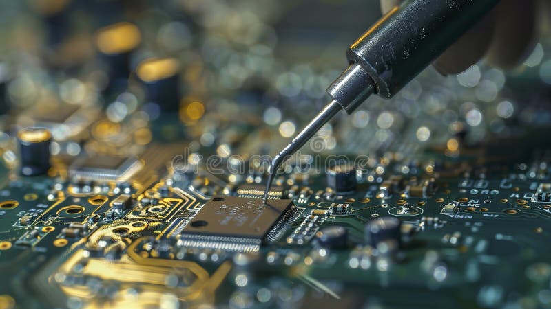 Repair of a Computer, Close Up of a Computer Board Soldering with ...