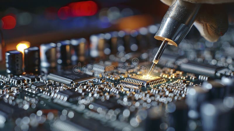Repair of a Computer, Close Up of a Computer Board Soldering with ...