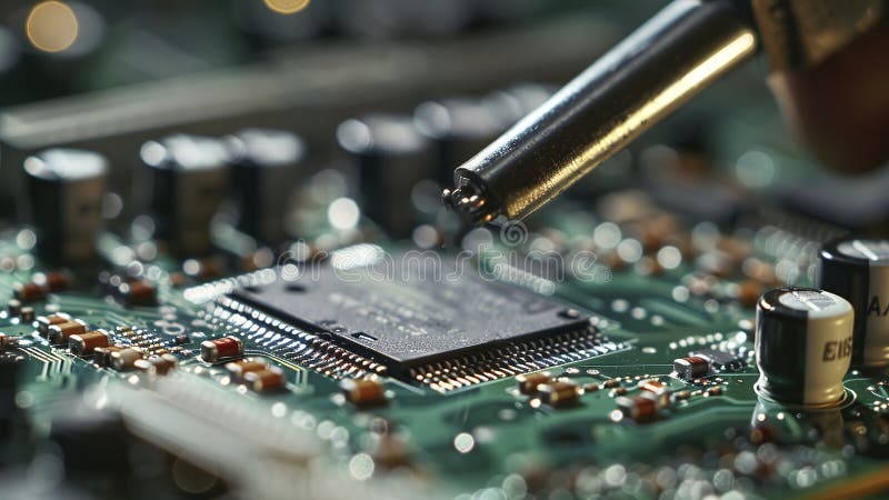 Repair of a Computer, Close Up of a Computer Board Soldering with ...
