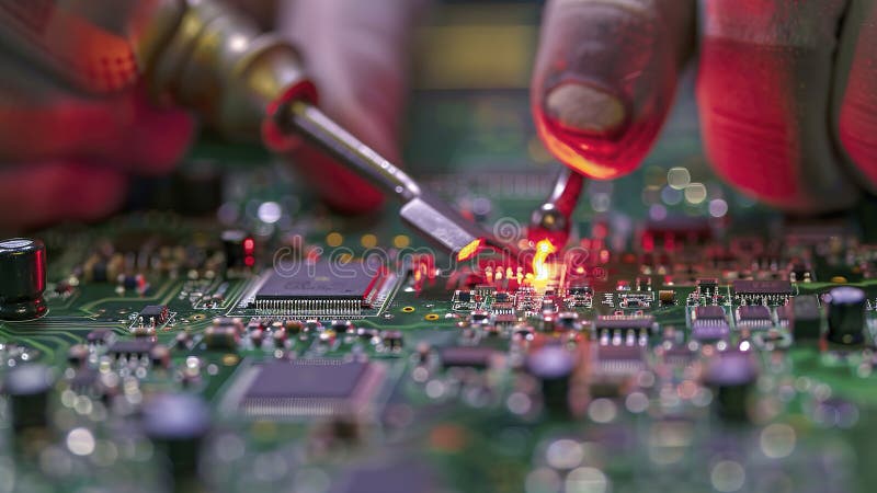 Repair of a Computer, Close Up of a Computer Board Soldering with ...
