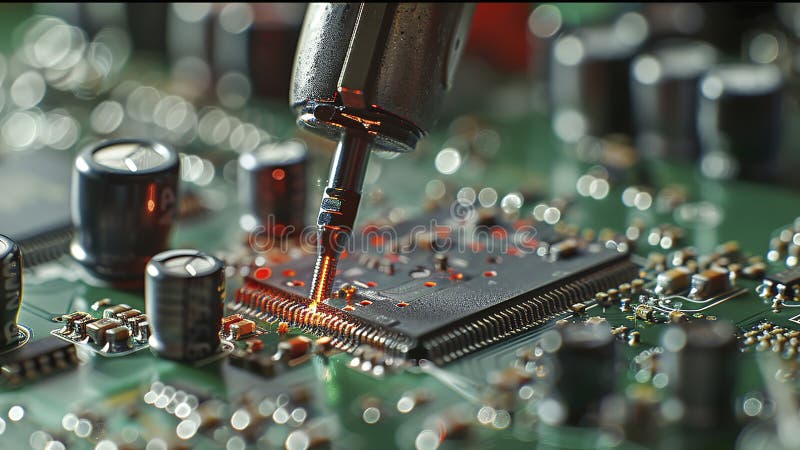 Repair of a Computer, Close Up of a Computer Board Soldering with ...