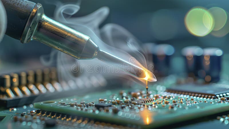 Repair of a Computer, Close Up of a Computer Board Soldering with ...