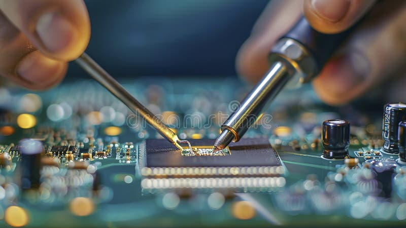 Repair of a Computer, Close Up of a Computer Board Soldering with ...