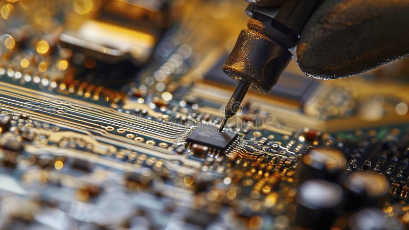 Repair of a Computer, Close Up of a Computer Board Soldering with ...