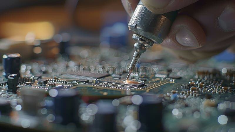 Repair of a Computer, Close Up of a Computer Board Soldering with ...