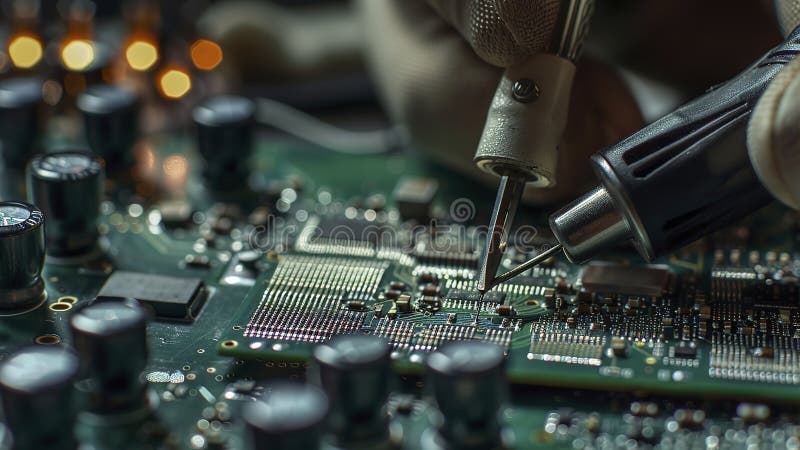 Repair of a Computer, Close Up of a Computer Board Soldering with ...