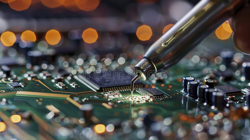 Repair of a Computer, Close Up of a Computer Board Soldering with ...