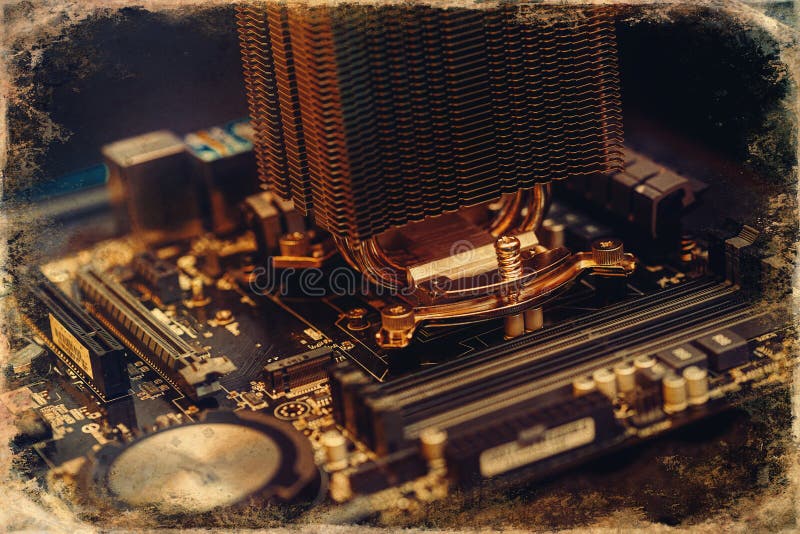 Repair of a Computer, Detail of Disassembled Computer, Old Photo Effect ...